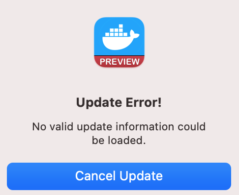 M1 tech preview: Check for update fails · Issue #5420 · docker/for-mac · GitHub