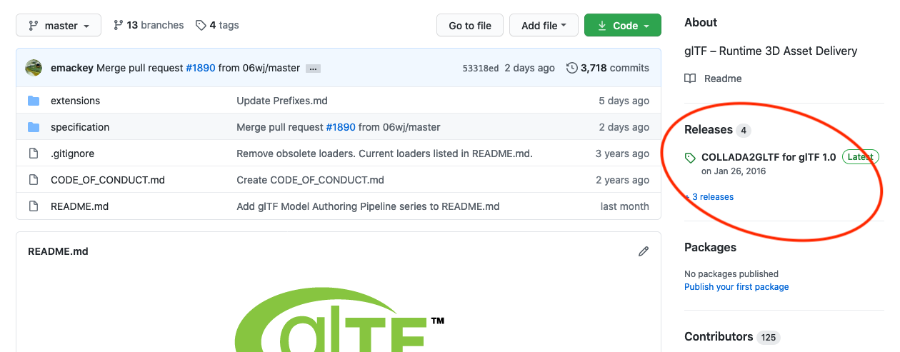 glTF repository homepage lists COLLADA2GLTF releases: · Issue #1900 ...