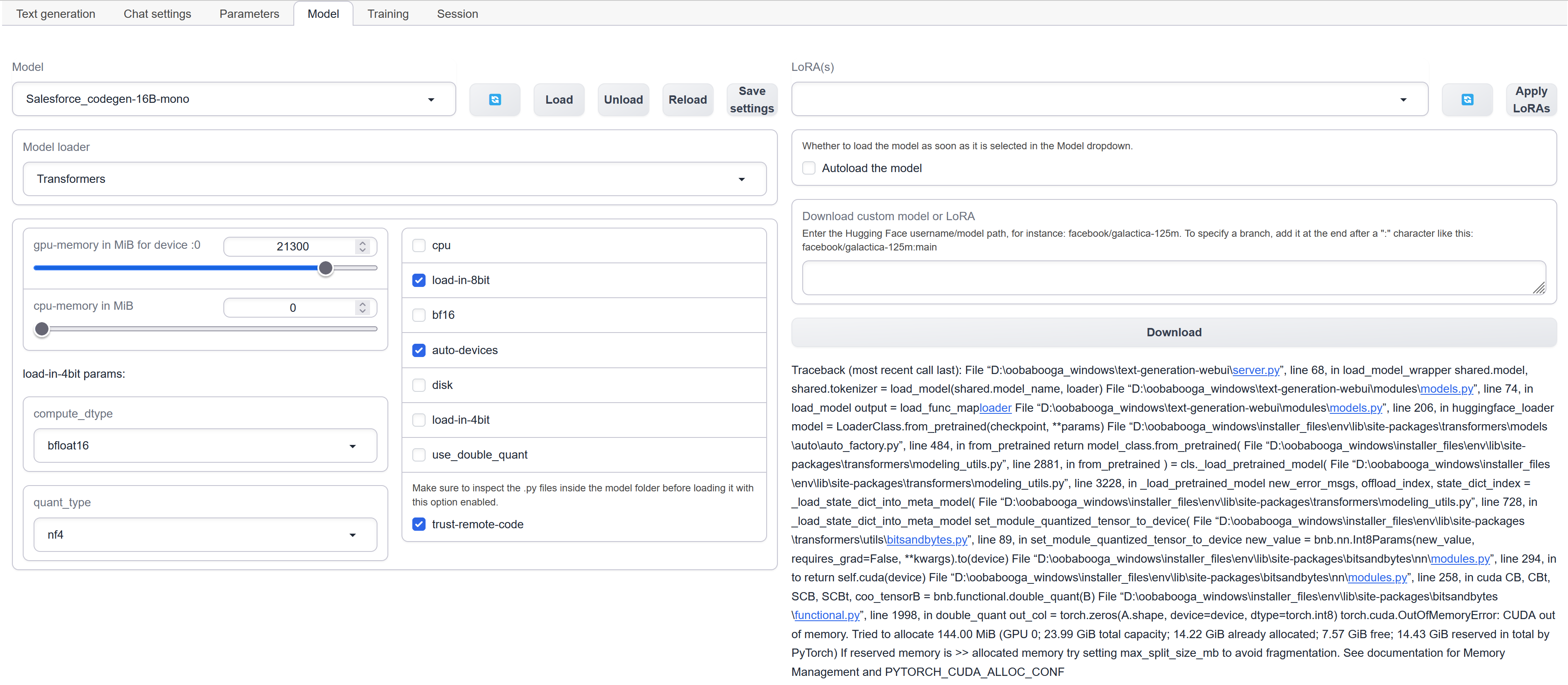 CUDA OOM while there are still plenty of free VRAM · Issue #3161 · oobabooga/text-generation ...