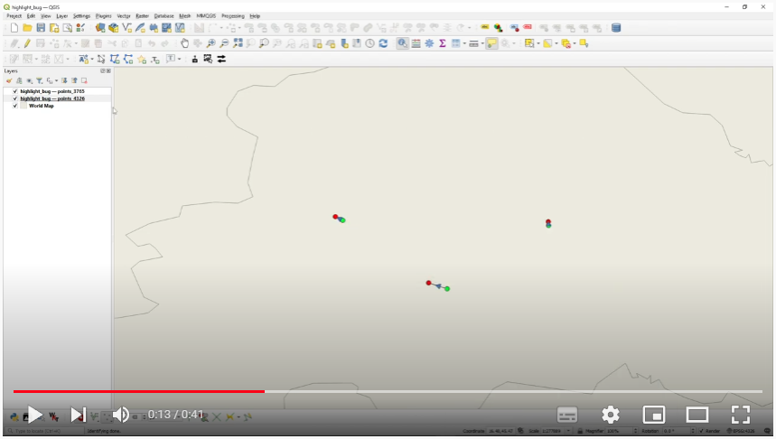 Highlight of identified feature not displaying correctly on "geometry ...