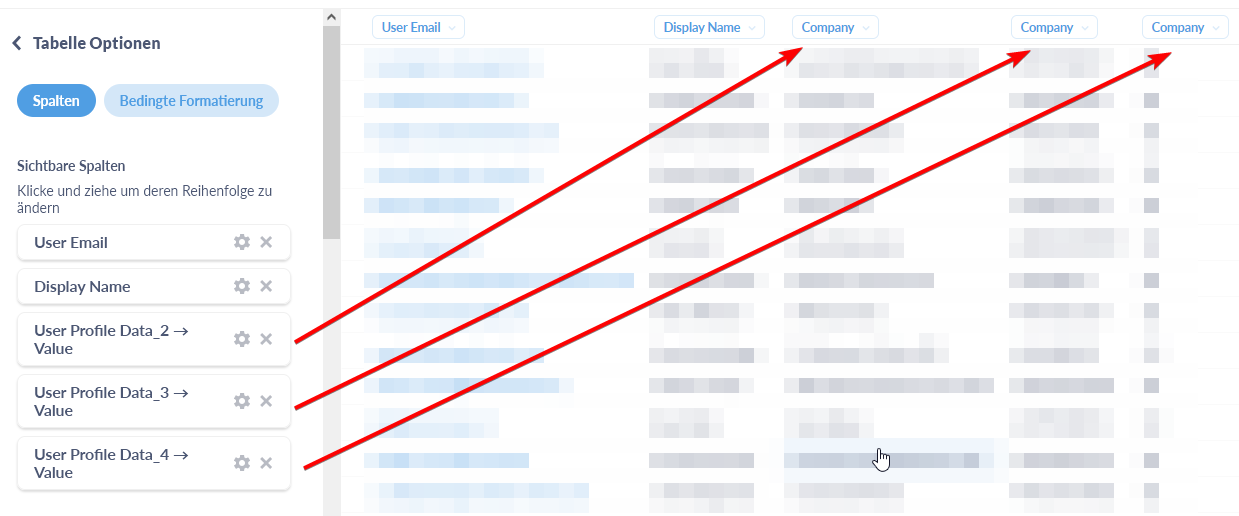 column names of same, multiple times joined tables in query builder ...