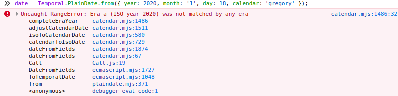 The 'gregory' calendar gives a Era error · Issue #2020 · tc39/proposal-temporal · GitHub