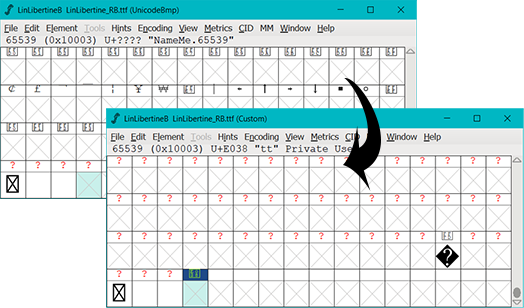 Adding Unicode Name to New Glyph, Changes All Empty Glyphs in Fontview to Display ? | U+ ...