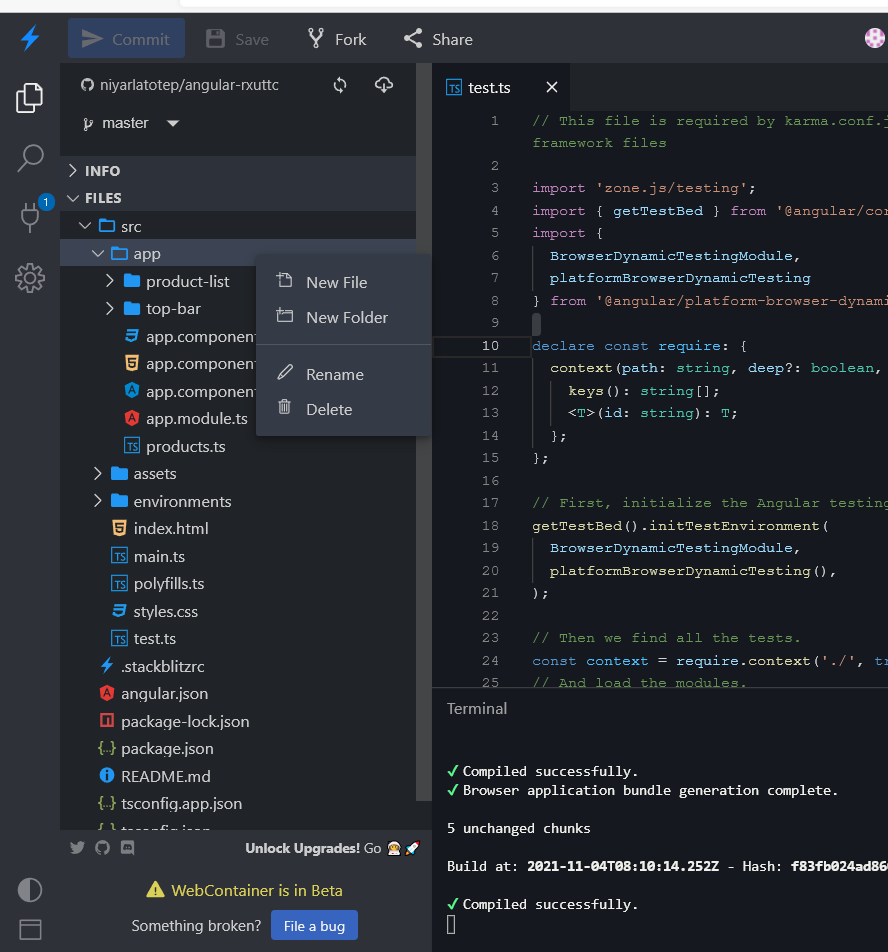 Angular Generator Doesn T Show Up In Context Panel · Issue 377 · Stackblitz Webcontainer Core