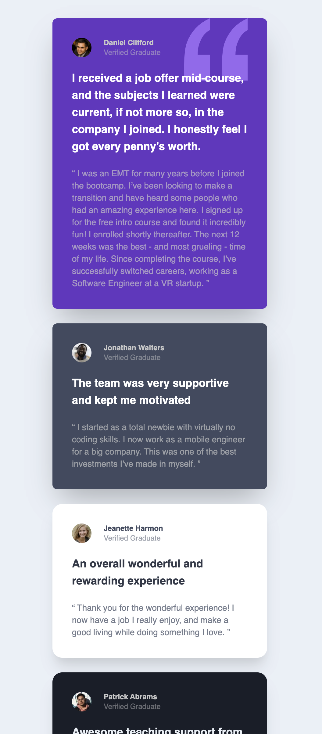 Github Cssbubble Testimonials In Grid