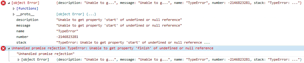 IE11 Object Error "Unable to get property 'start' of undefined or null reference" · Issue #822 ...
