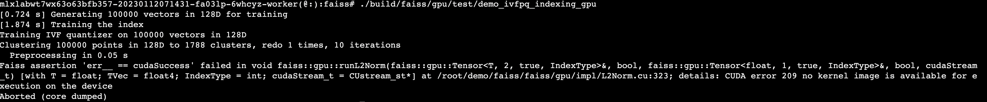 Unit Tests Failed And Demo Demo Ivfpq Indexing Gpu Coredump · Issue 2667 · Facebookresearch