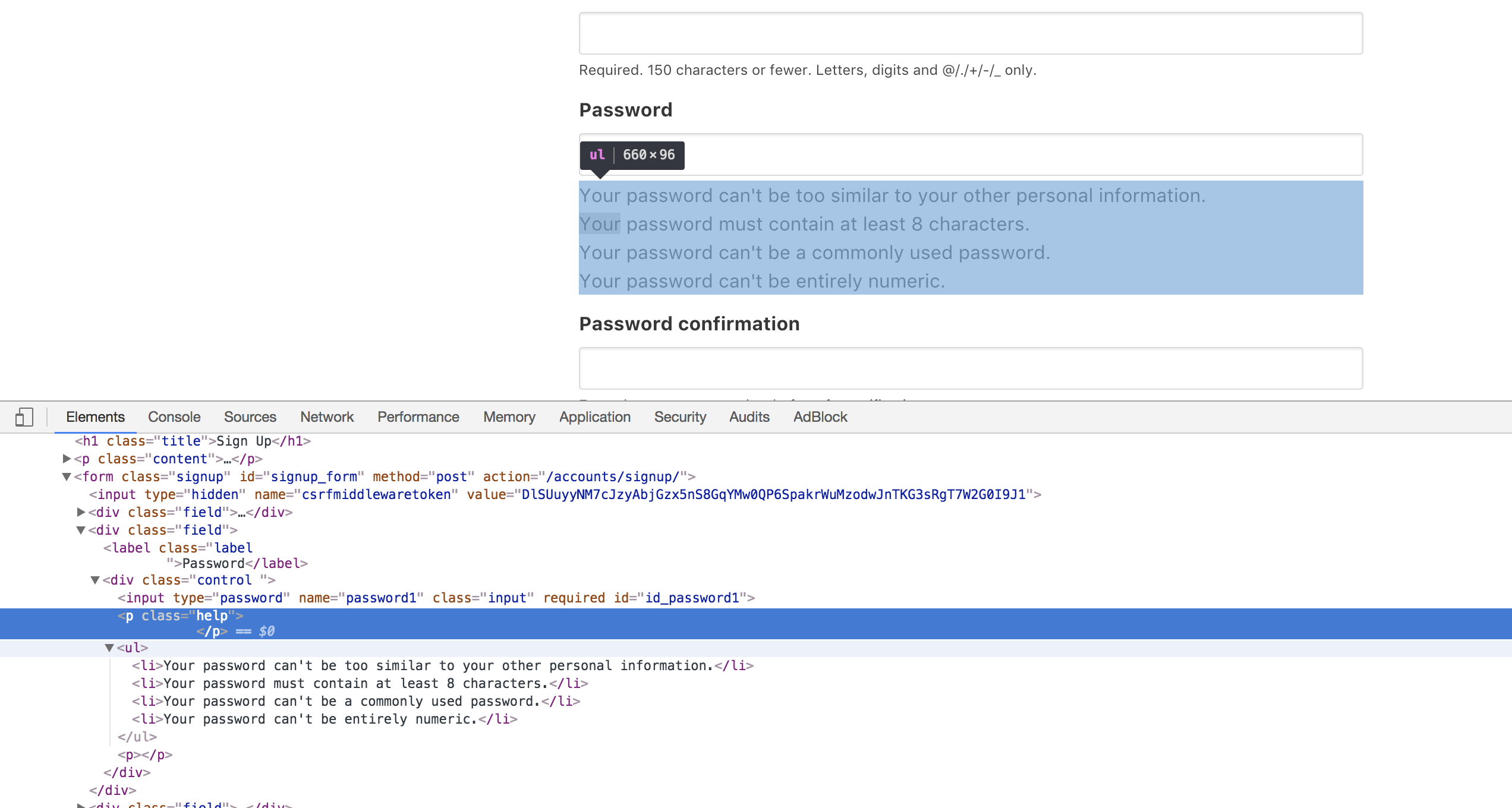 Issue With Help Text In Signup Page Template · Issue 12 · Timonweb Django Bulma · Github
