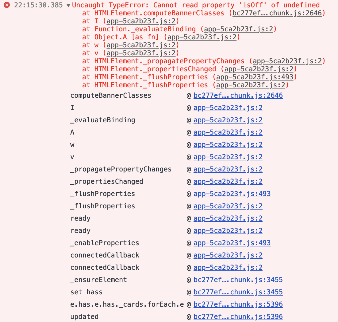 Uncaught Typeerror Cannot Read Property Isoff Of Undefined · Issue 2915 · Home Assistant