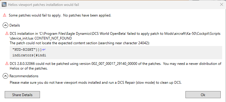 Patching Ka-50 at DCS 2.8.0.32066 not working · Issue #630 ...