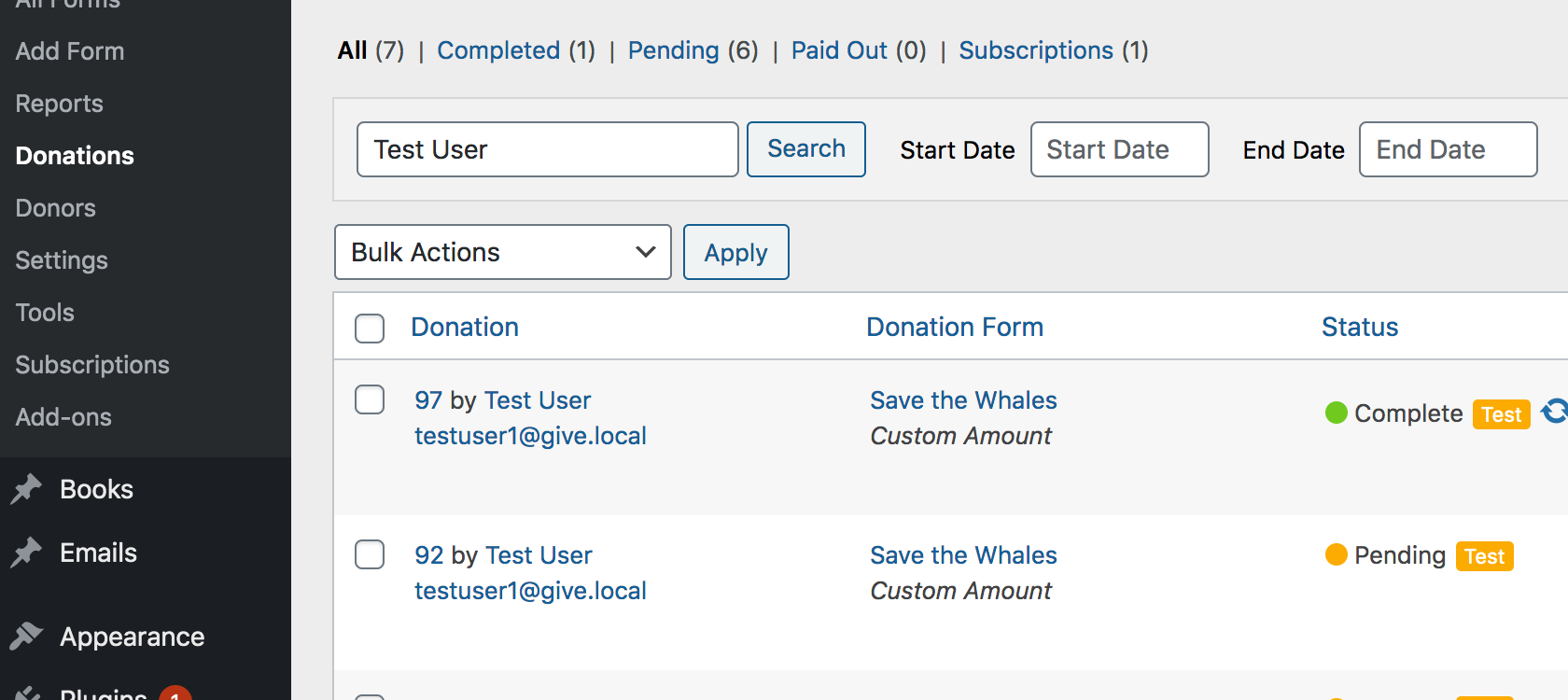 [Broken functionality] donations search should show correct results with multiple keywords ...
