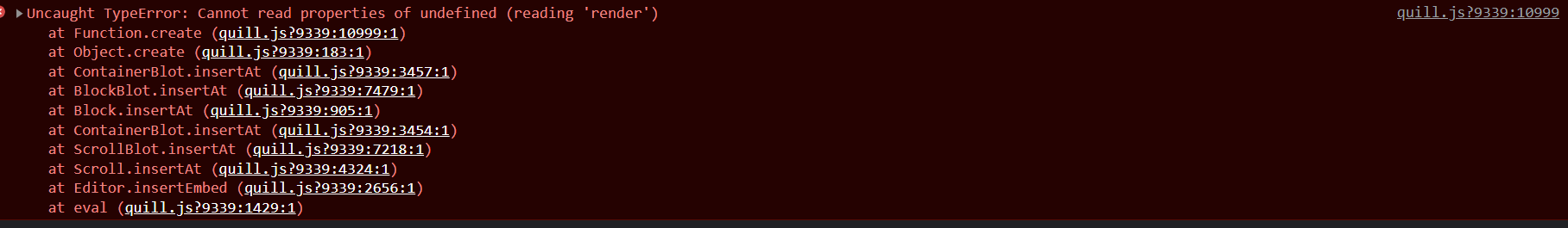 Editor: Quill Formula Toolbar Cannot read properties of undefined (reading 'render') · Issue ...