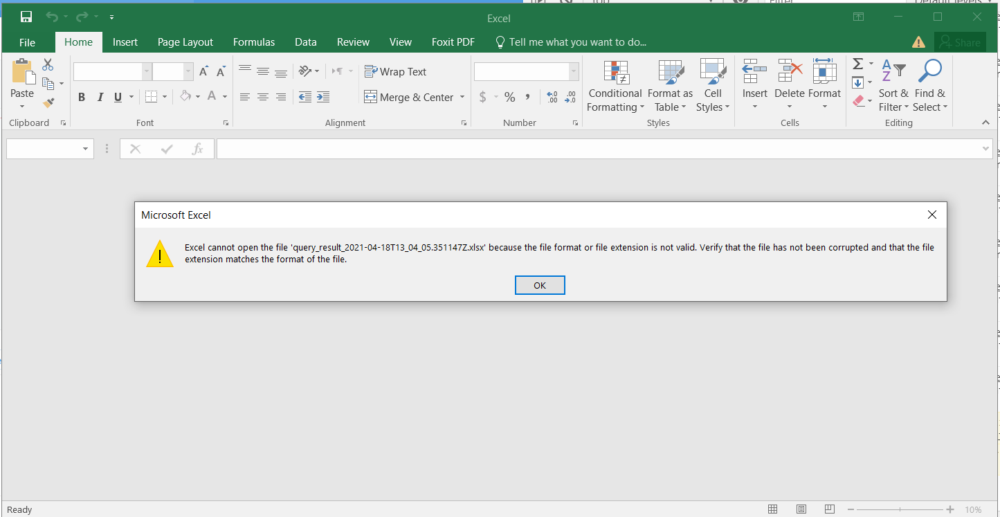 Downloading XLSX report results gives an invalid XLSX file that doesn't open with MS Excel but ...
