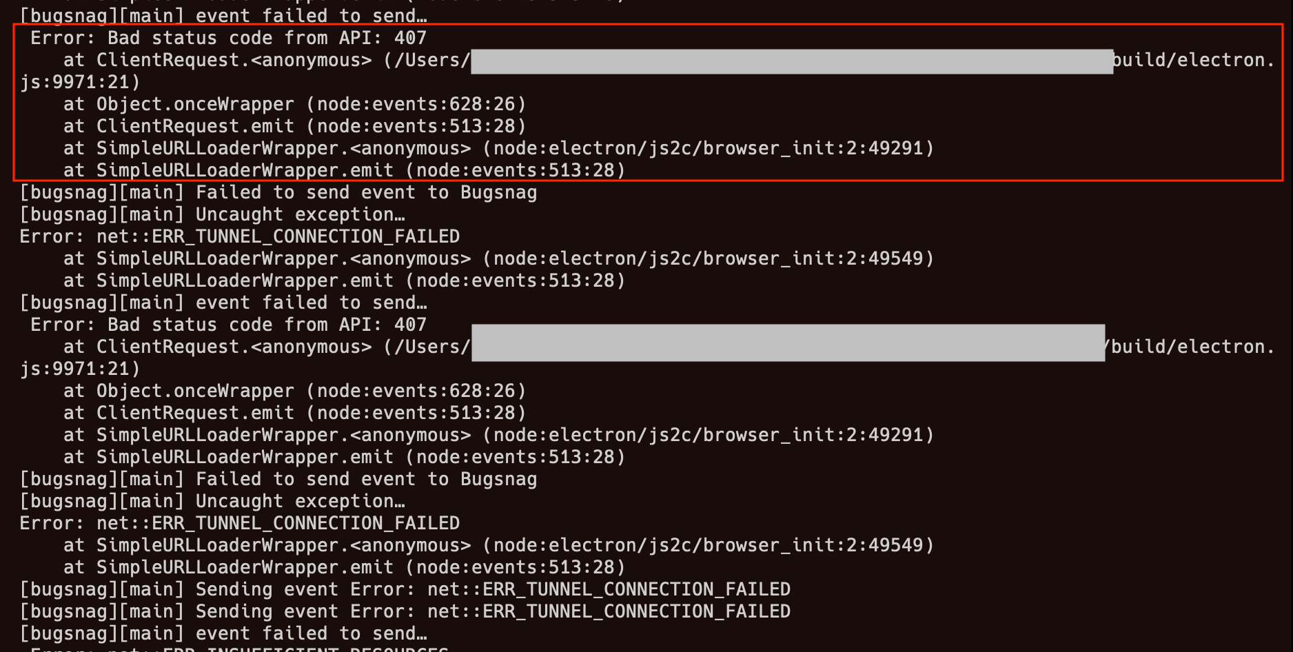 Bugsnag Electron · Issue 2023 · Bugsnag Bugsnag
