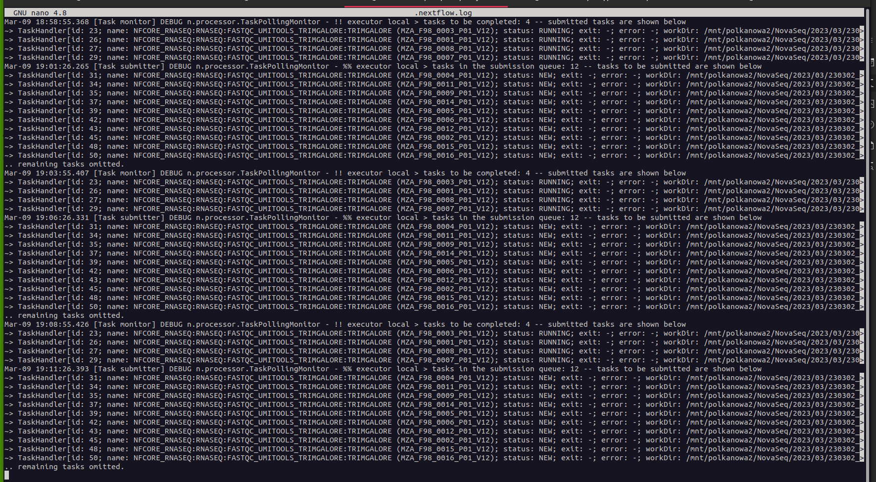 Process NFCORE_RNASEQ:RNASEQ:FASTQ_FASTQC_UMITOOLS_TRIMGALORE:TRIMGALORE doesn't run · Issue ...