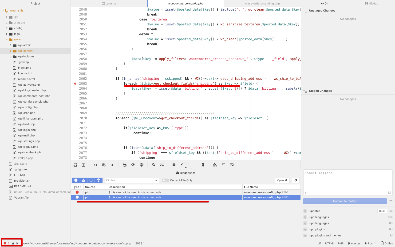 $this->get_checkout_fields('shipping') - can not be used in static method · Issue #148 · oceanwp ...