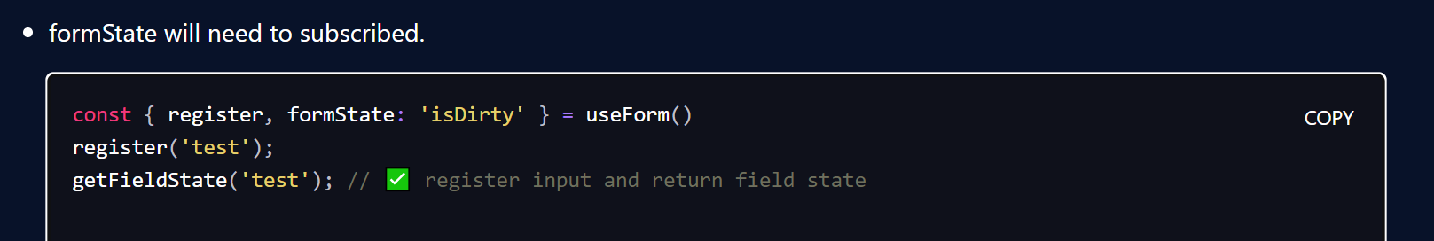 Invalid Destructuring In Getfieldstate Doc · Issue 733 · React Hook Formdocumentation · Github
