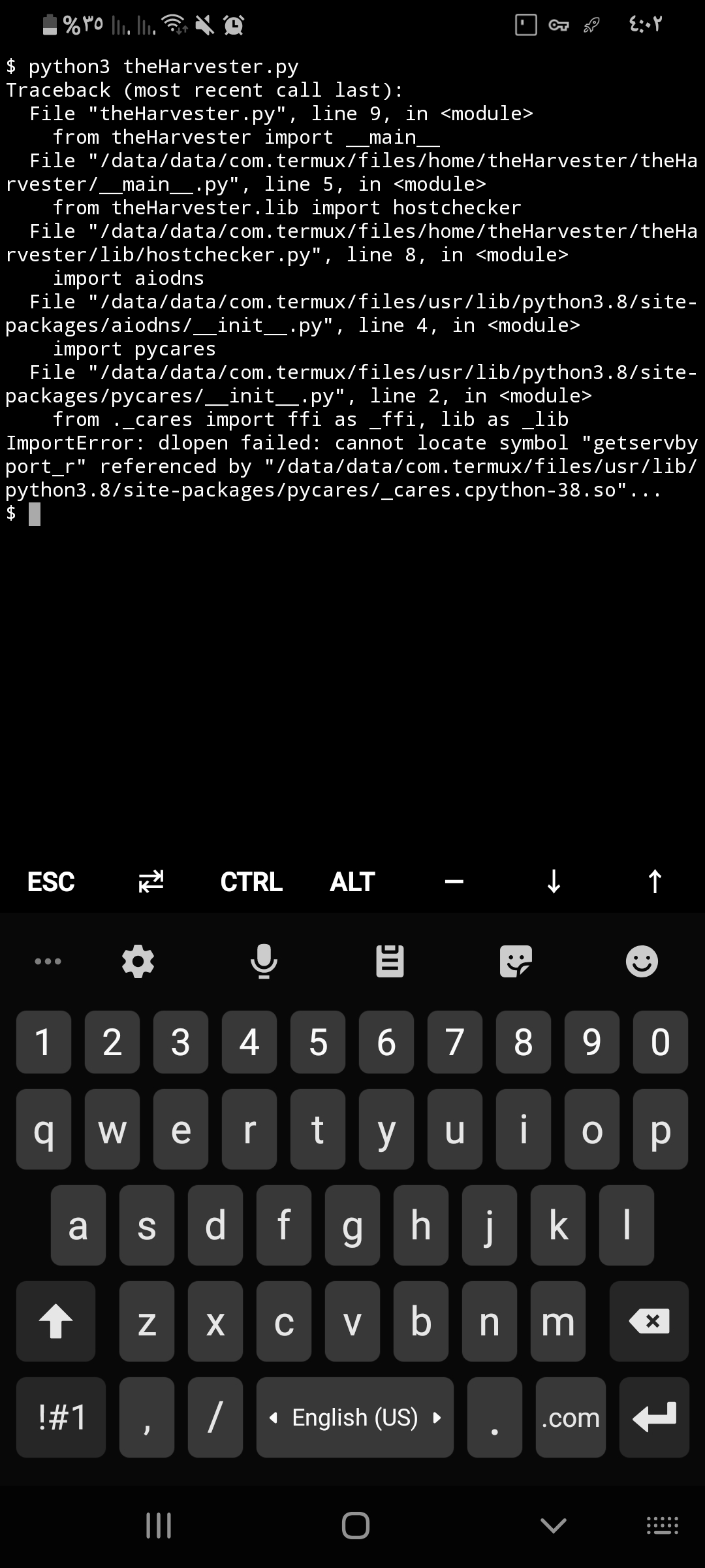Problem when start the harvester · Issue #384 · laramies/theHarvester · GitHub