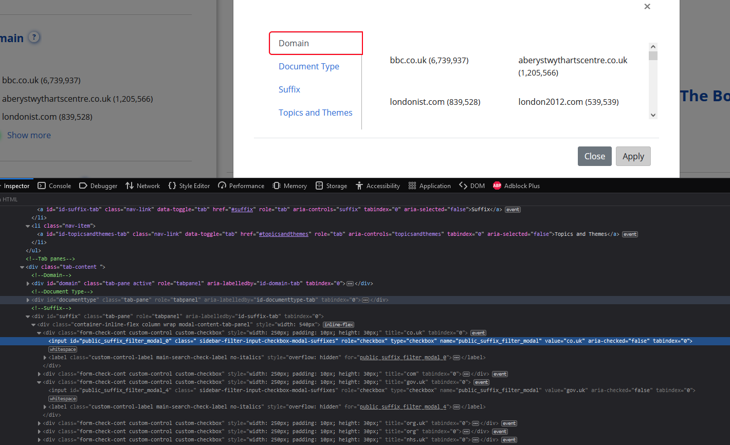 Search filter checkboxes unavailable · Issue #375 · ukwa/ukwa-ui · GitHub