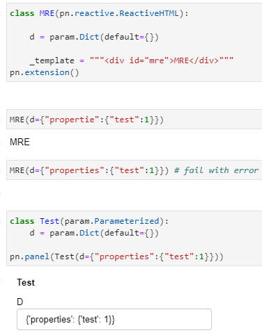 ReactiveHTML fail if nested dicts contain "properties" key · Issue #2719 · holoviz/panel · GitHub
