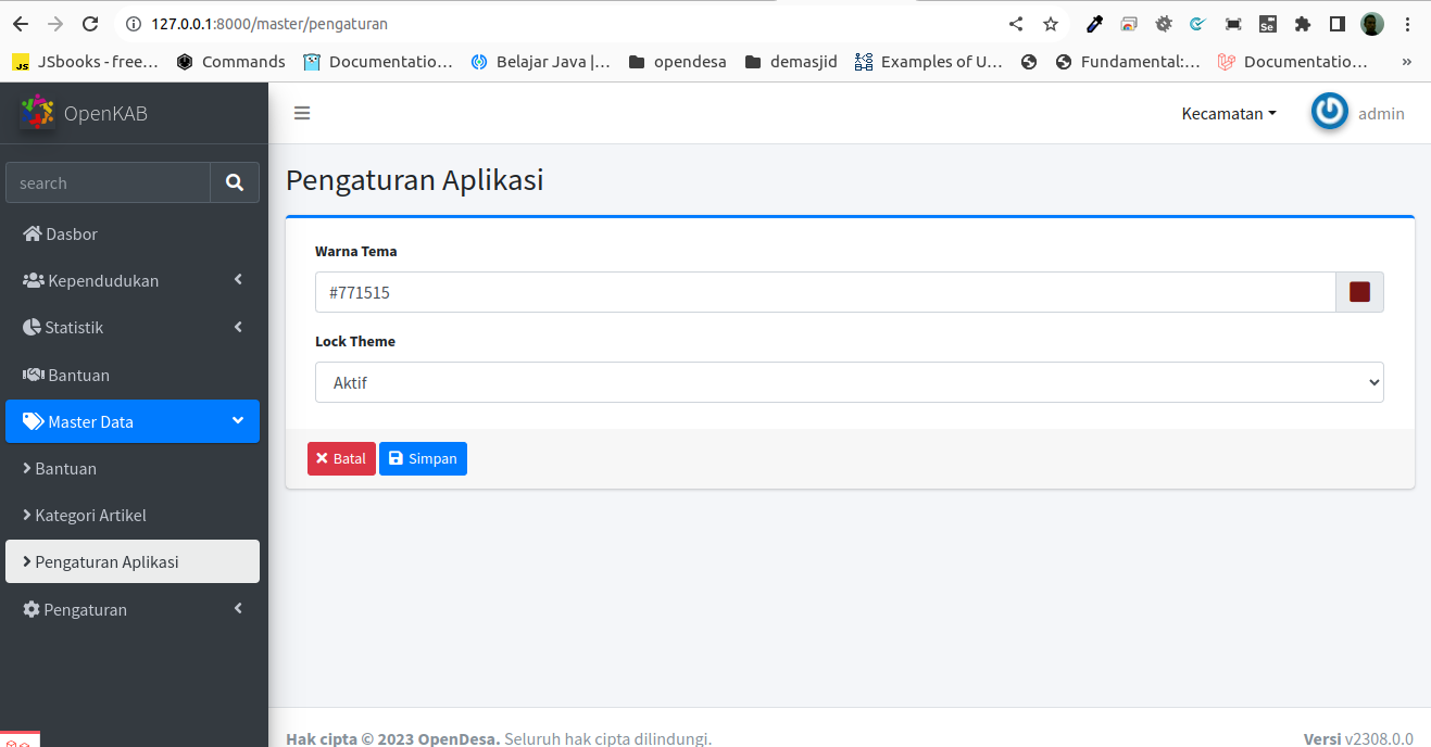 Cek halaman pengaturan aplikasi di devopenkab · Issue #240 · OpenSID/OpenKab · GitHub