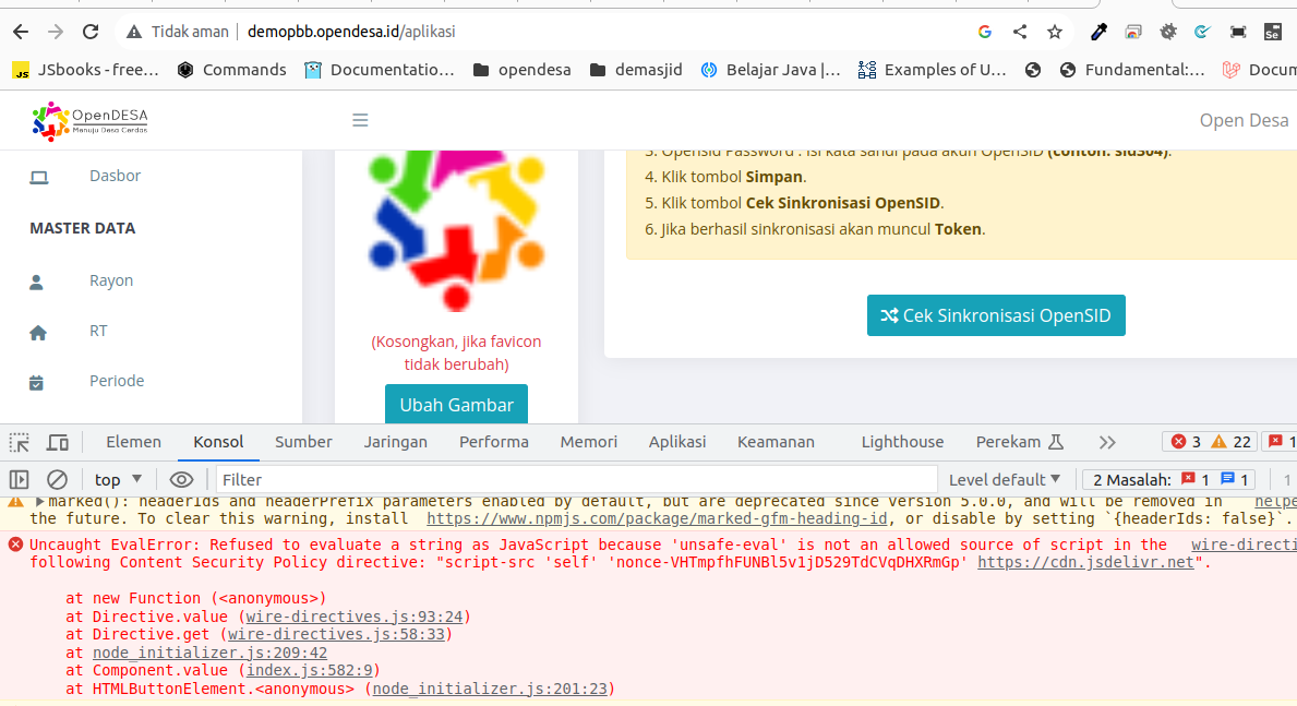 Tombol Sinkronisasi tidak dapat diklik dan beberapa tombol lain · Issue #198 · OpenSID/wiki-pbb ...