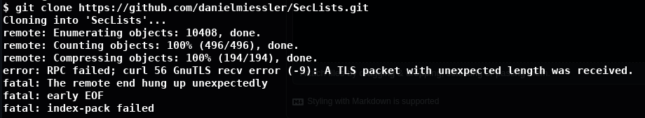 Encountered error when cloning repo or downloading the release · Issue #667 · danielmiessler ...