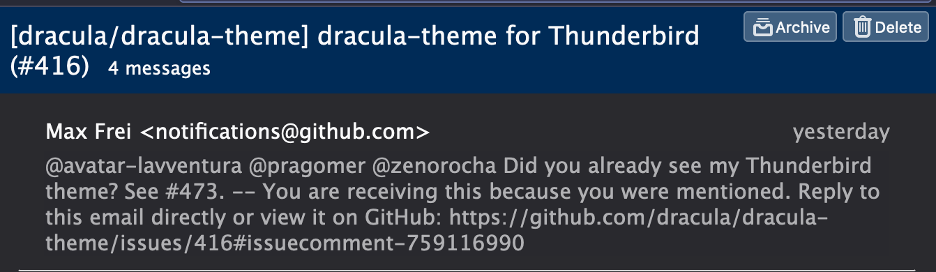 New Theme: Thunderbird · Issue #473 · dracula/dracula-theme · GitHub