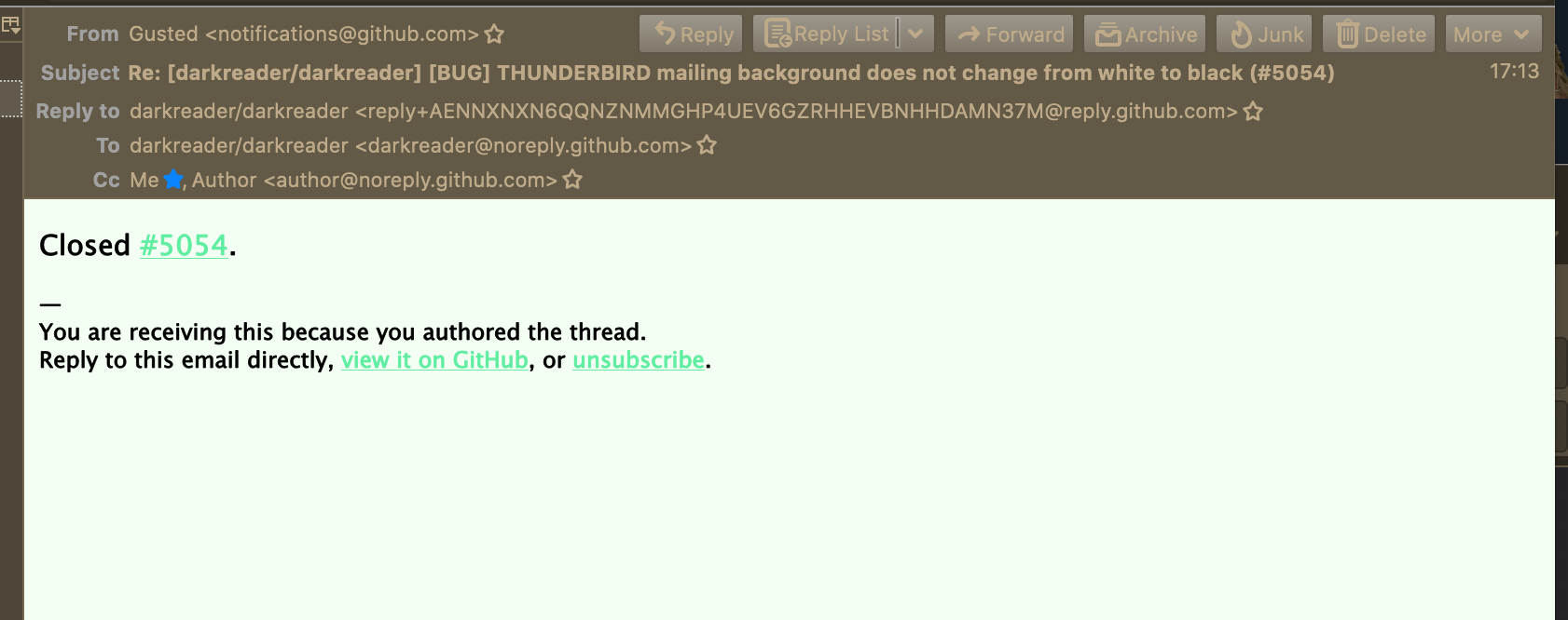 [Feature Request] Thunderbird mailing section dark-theme · Issue #5057 · darkreader/darkreader ...