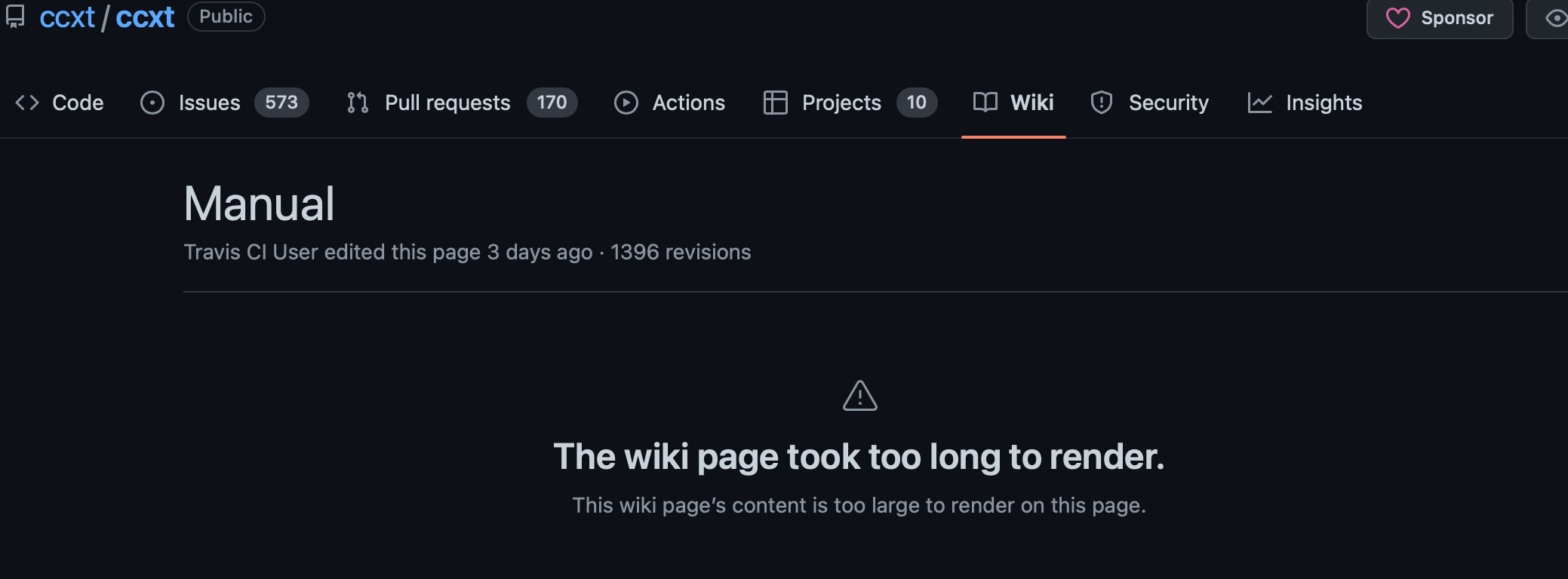 The wiki page took too long to render · Issue #13480 · ccxt/ccxt · GitHub