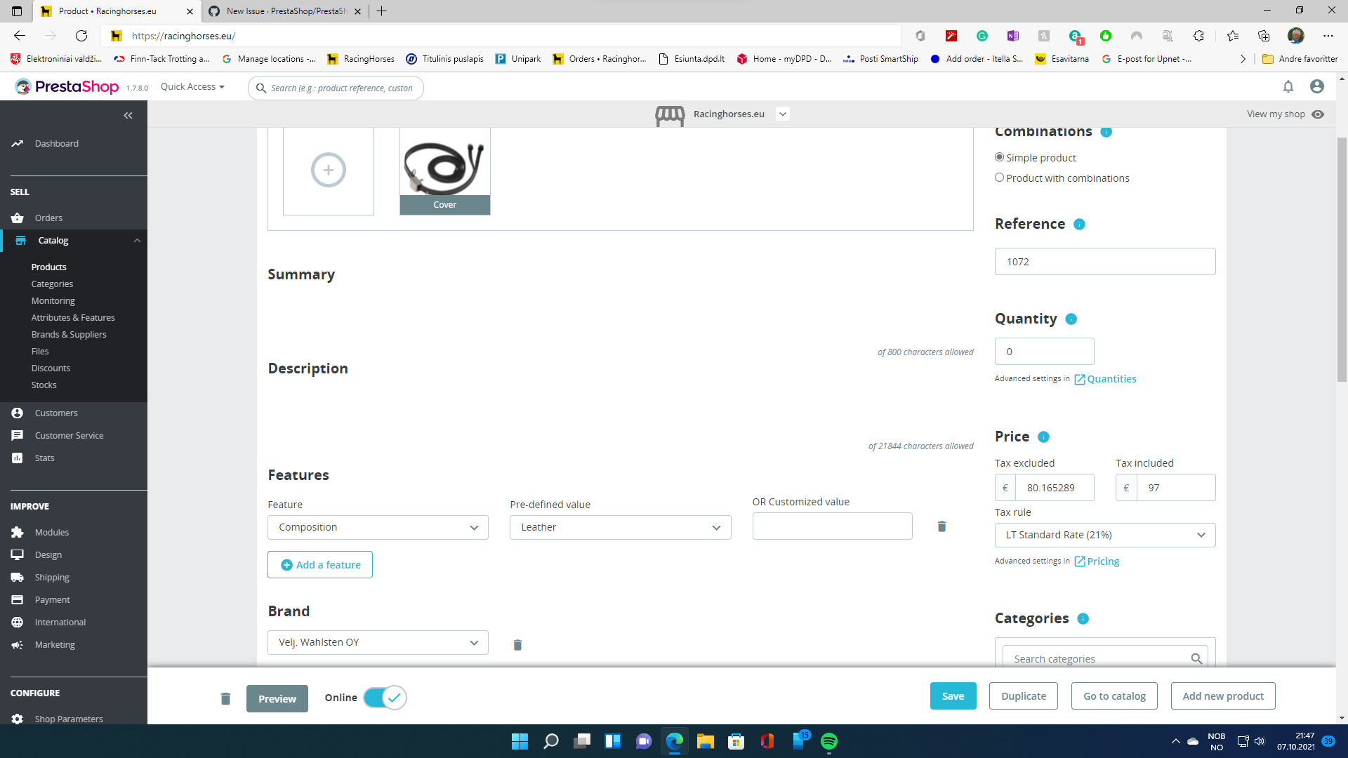 PrestaShop 1.7.8.0 does not show "Summary" and "Description" frame when using Microsoft Edge ...