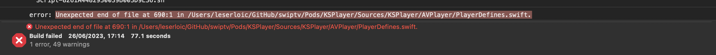 Pod update fail. · Issue #481 · kingslay/KSPlayer · GitHub