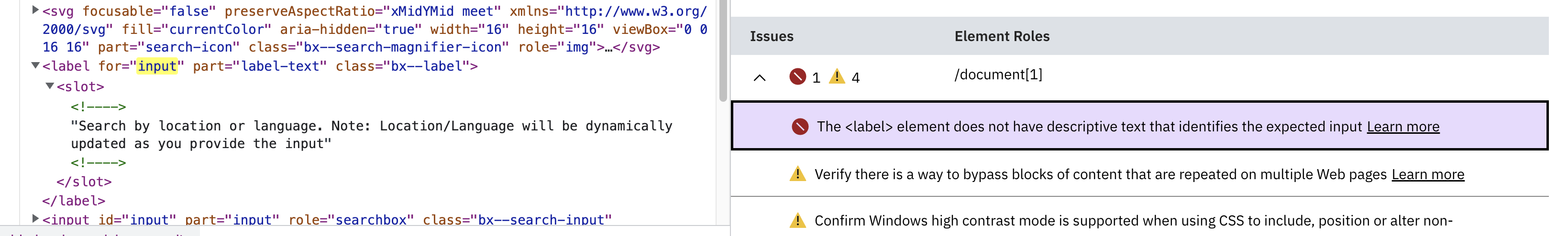 [BUG]: False positive on label missing content but the content is actually assigned through slot ...