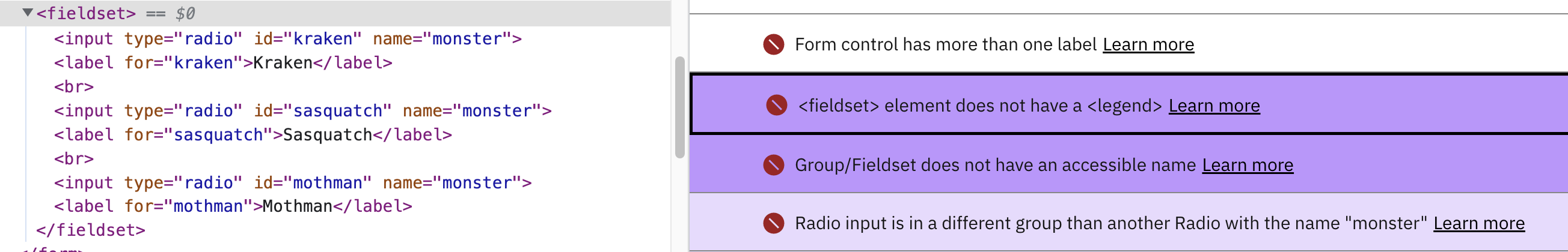 [BUG]: the checker reports accessible name and legend violation on a element · Issue #1337 ...