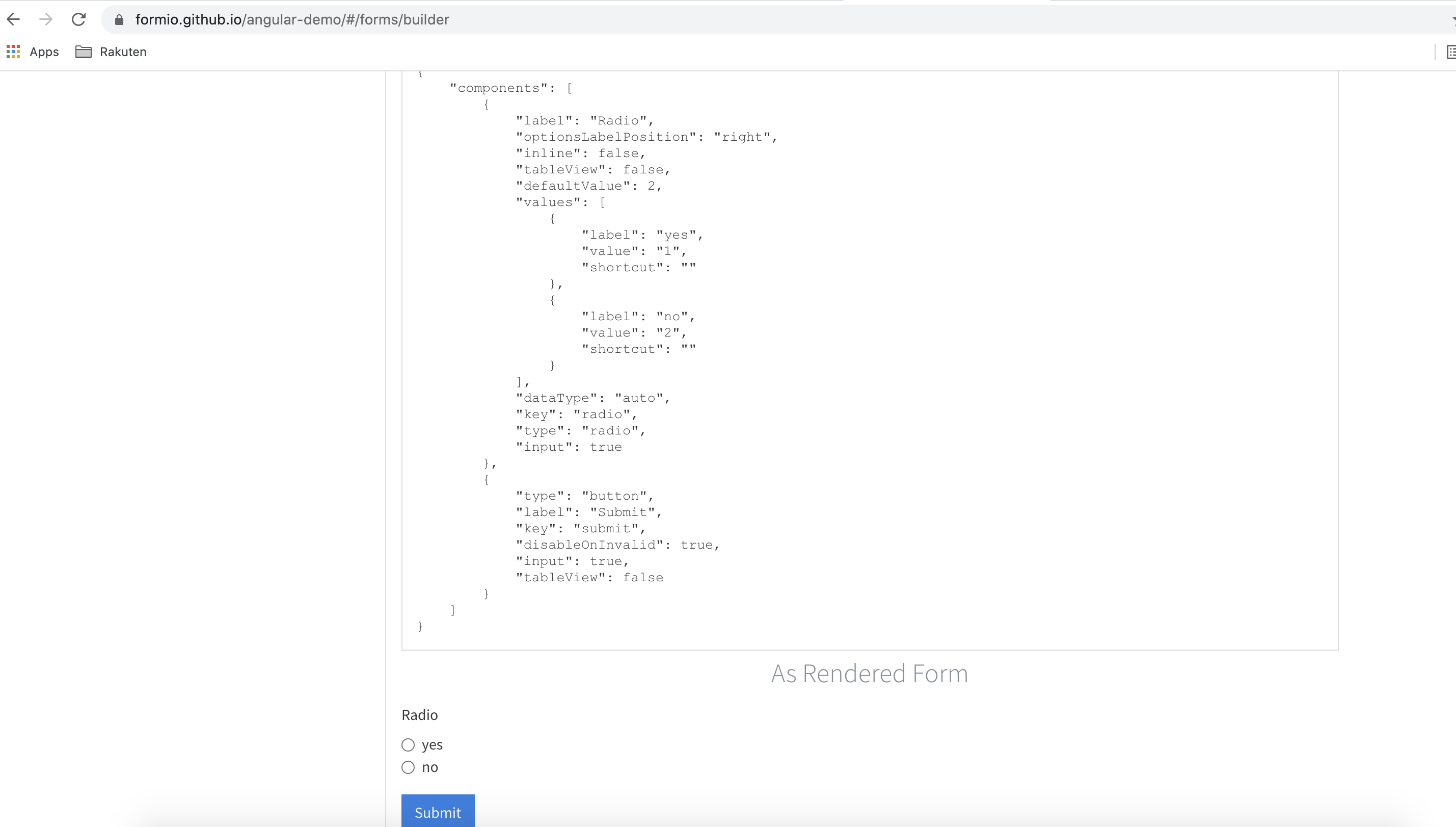 Radio Buttons Dont Prepopulate With The Default Value · Issue 315 · Formioformiojs · Github