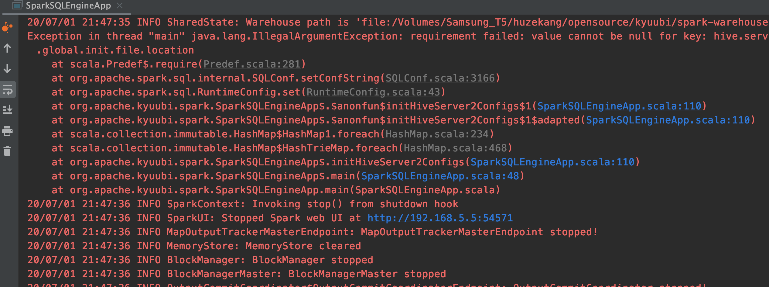 SparkSQLEngineApp can't run in IDEA · Issue #237 · apache/kyuubi · GitHub