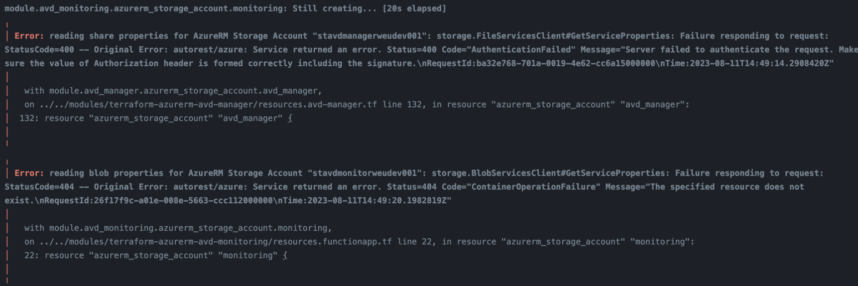 Error Reading Blob Properties For Azurerm Storage Account · Issue 22992 · Hashicorp Terraform