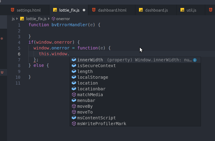 autocomplete on js files replacing "console." with "this.console." and ...