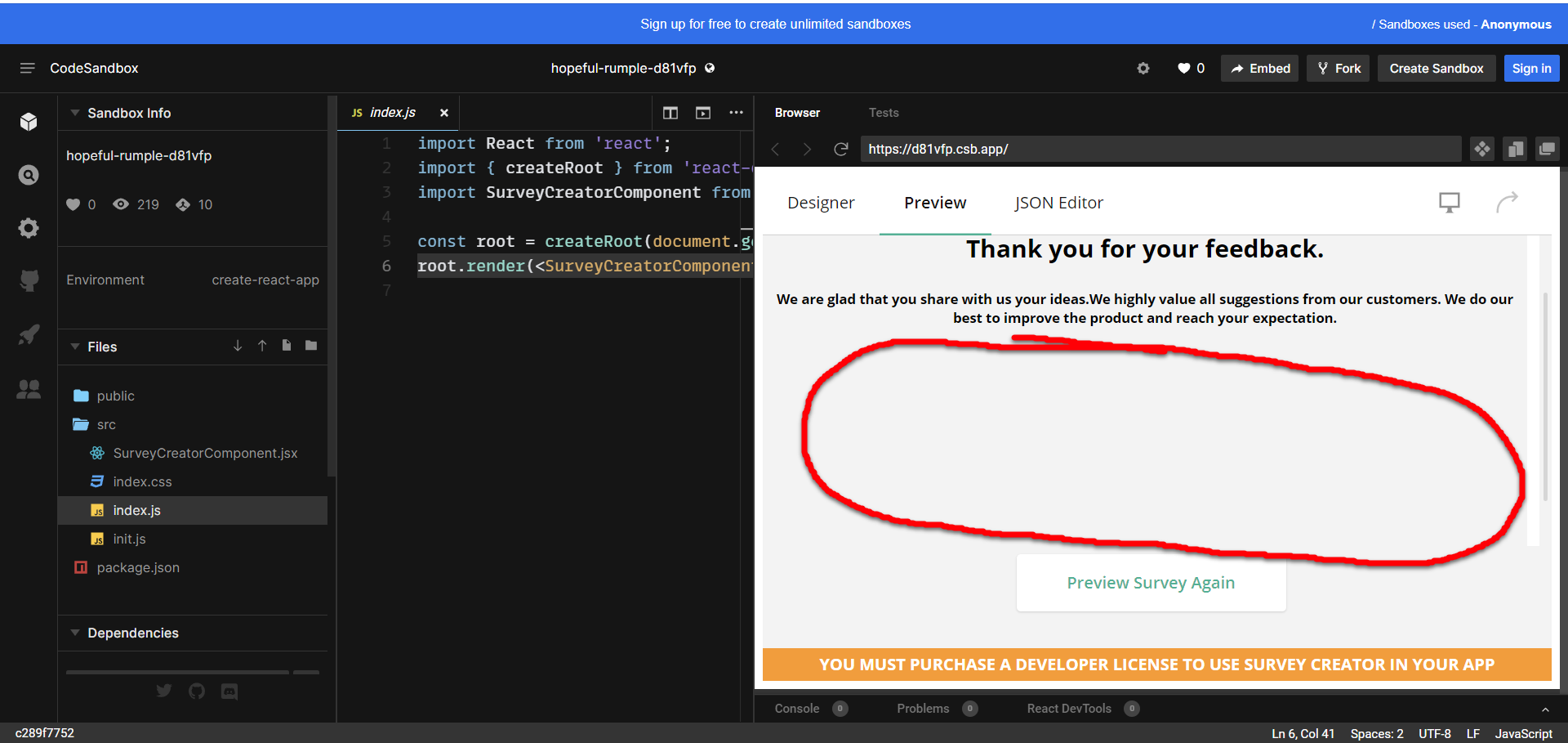 CodeSandbox: An empty space in the Complete page · Issue #3200 ...