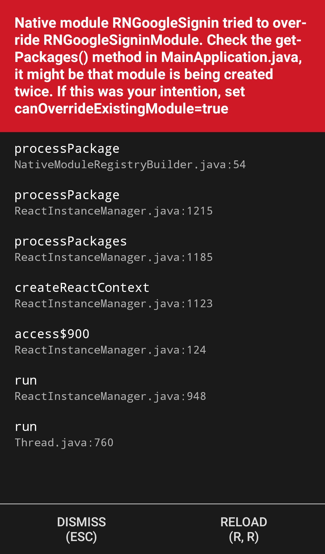 Native module RNGoogleSignin tried to override RNGoogleSigninModule error · Issue #699 · react ...