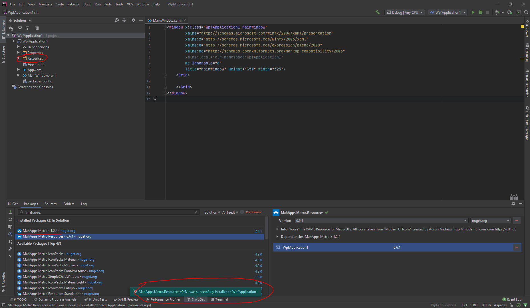 Installing MahApps.Metro.Resources does not create Resources folder in project on .NET Core 3.1 ...