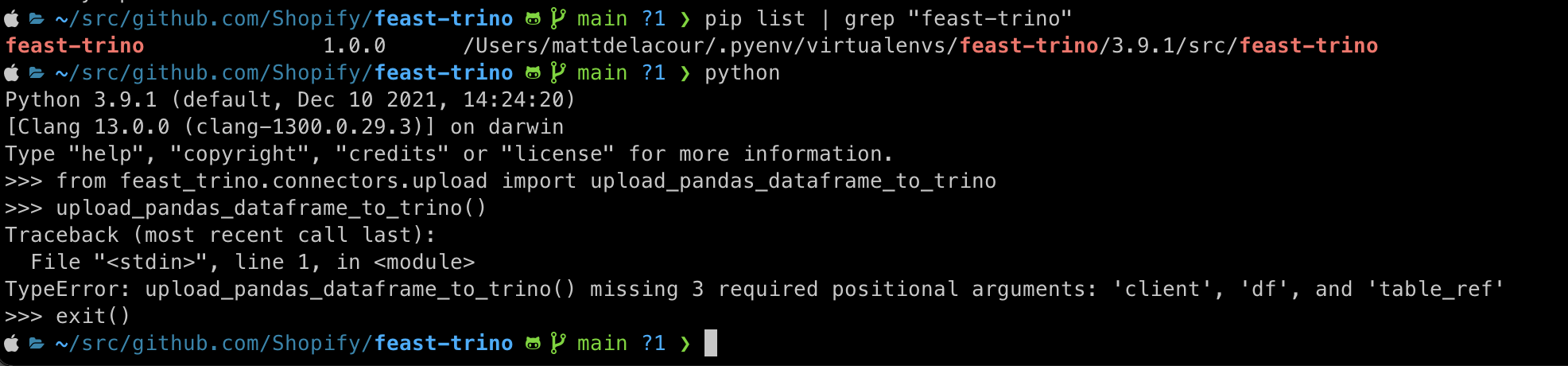 Not possible to use feast_trino/connectors package · Issue #41 · Shopify/feast-trino · GitHub