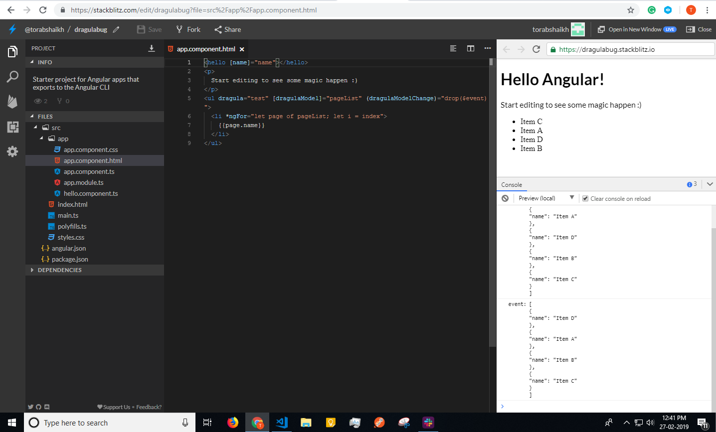 The dragulaModelChange is not emitting correct order of an array · Issue #945 · valor-software ...