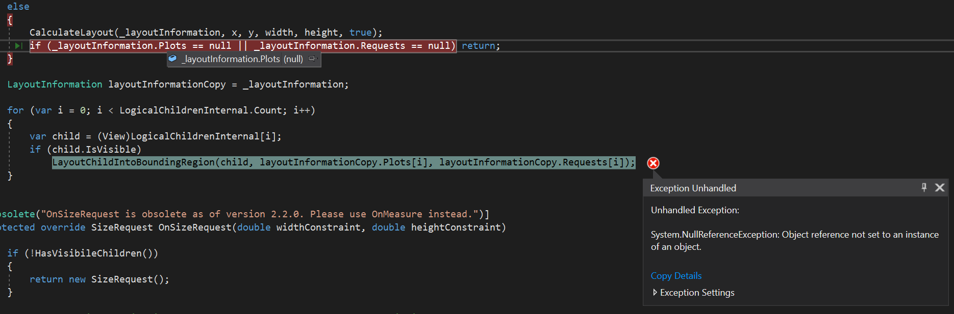 [Android] StackLayout.LayoutChildren null ref XF 3.4 · Issue #4689 · xamarin/Xamarin.Forms · GitHub