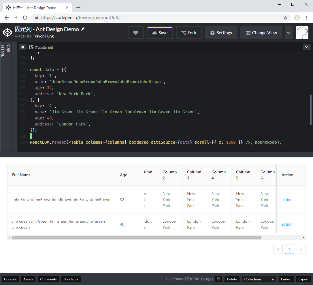 Table组件设定了列宽度后显示错位 · Issue #14967 · ant-design/ant-design · GitHub