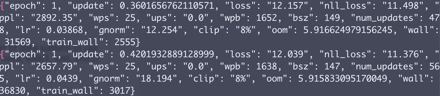 Why wall time is much more than train wall time? · Issue #564 · facebookresearch/fairseq · GitHub