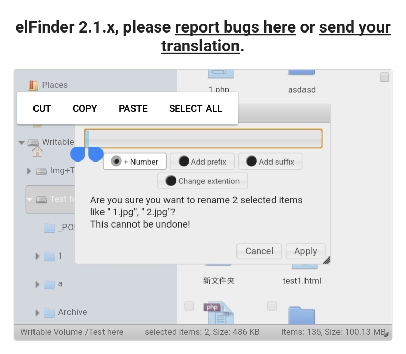 Multiple files rename suggestions · Issue #2315 · Studio-42/elFinder · GitHub