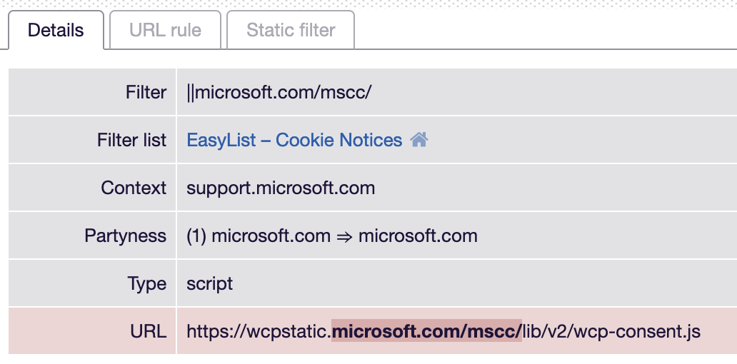 Filter "||microsoft.com/mscc/" on "EasyList – Cookie Notices" breaks Microsoft "Secure File ...