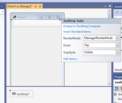 An error pops up after clicking the smart tag of ToolStrip/MenuStrip/StatusStrip/TreeView ...