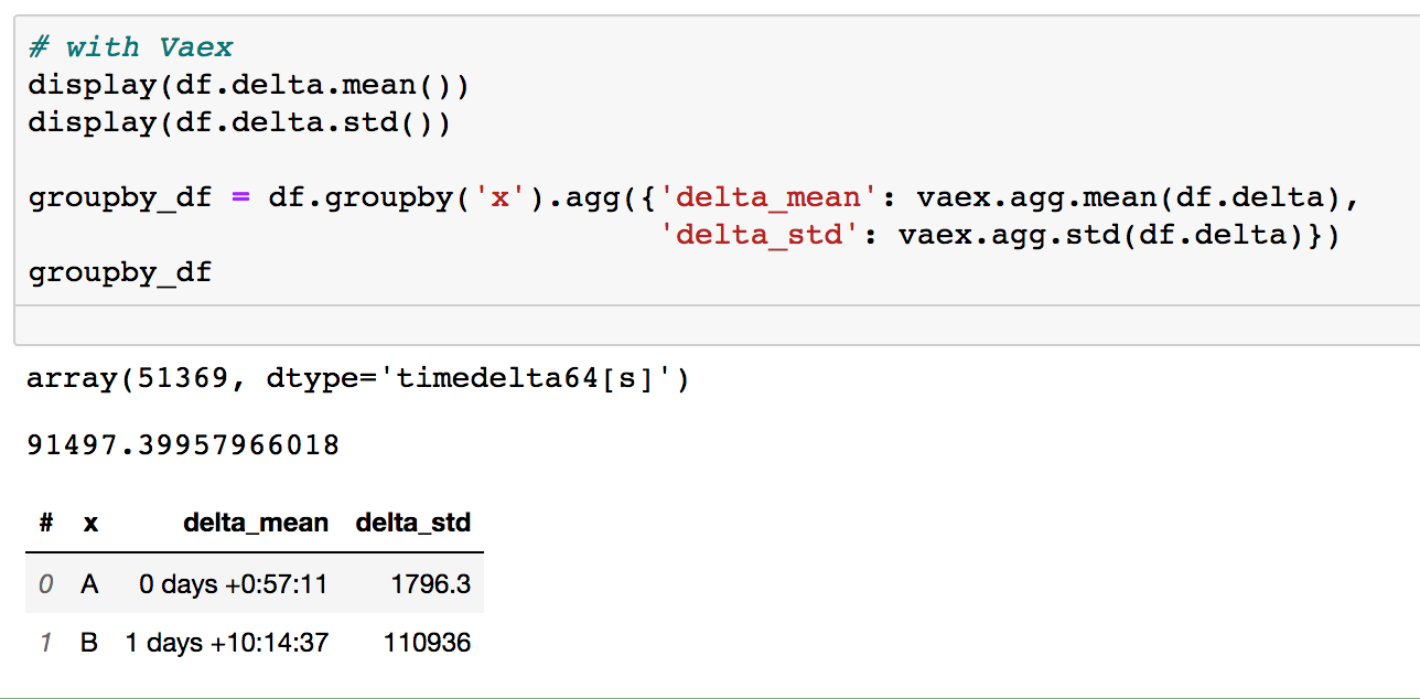 Timedelta mean/std consistency · Issue #448 · vaexio/vaex · GitHub